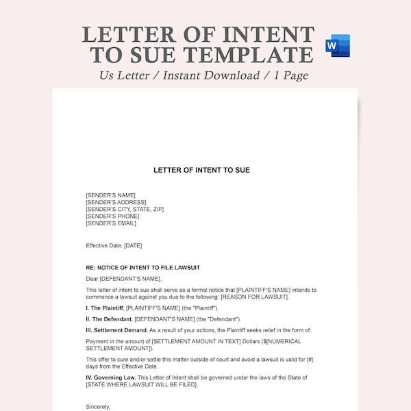 Letter of Intent to Sue - Etsy