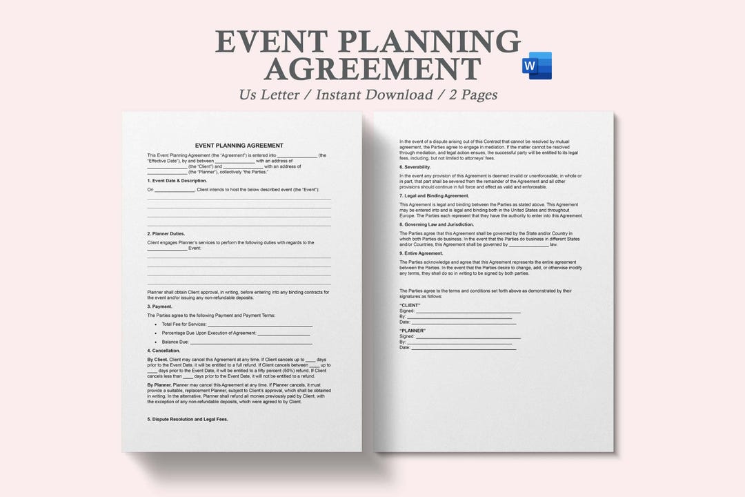 Event Planning Contract Template Word,event Planner Contract,event ...