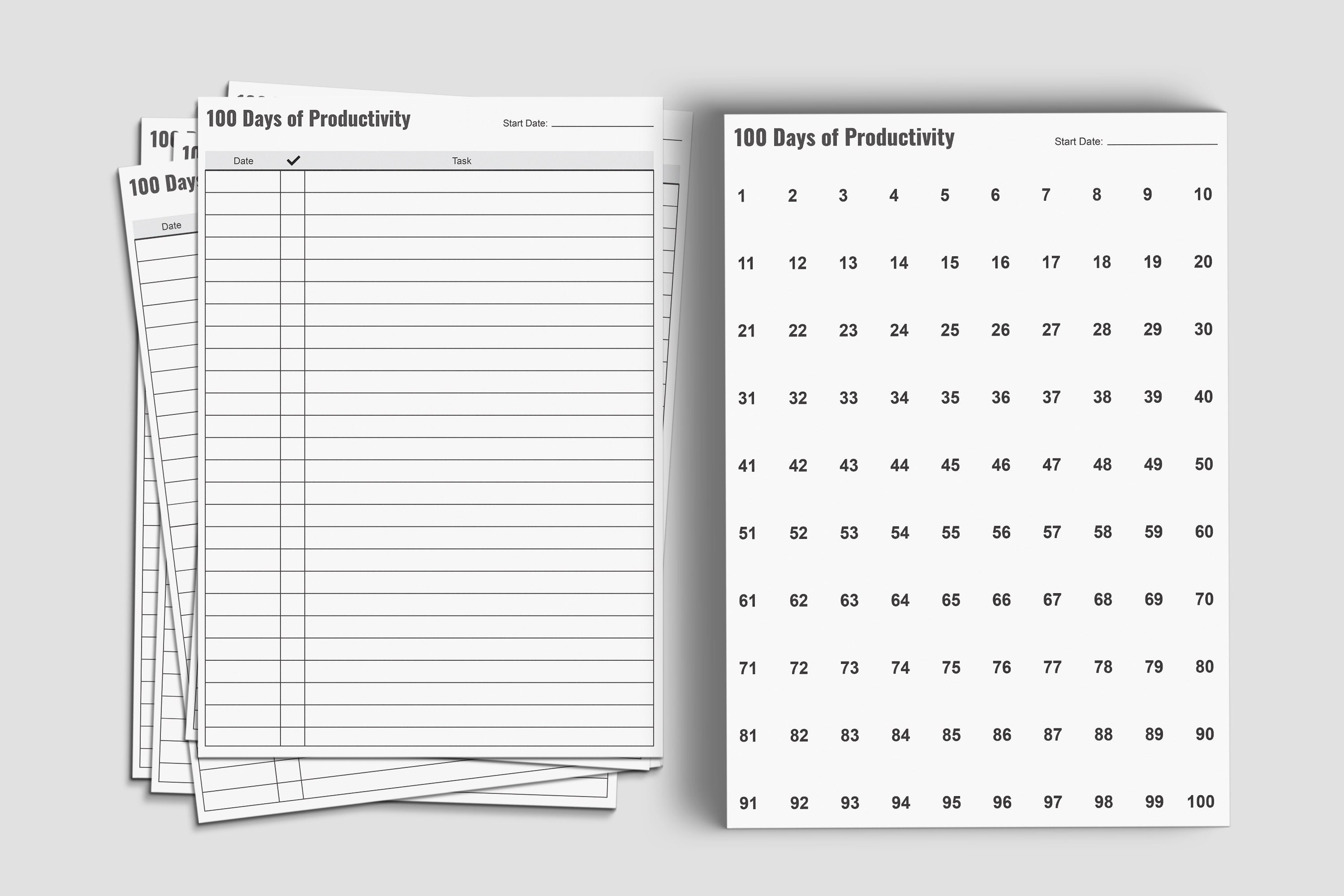 100 Days Tracker,100 Days Productivity Planner,100 Days Challange,100 ...