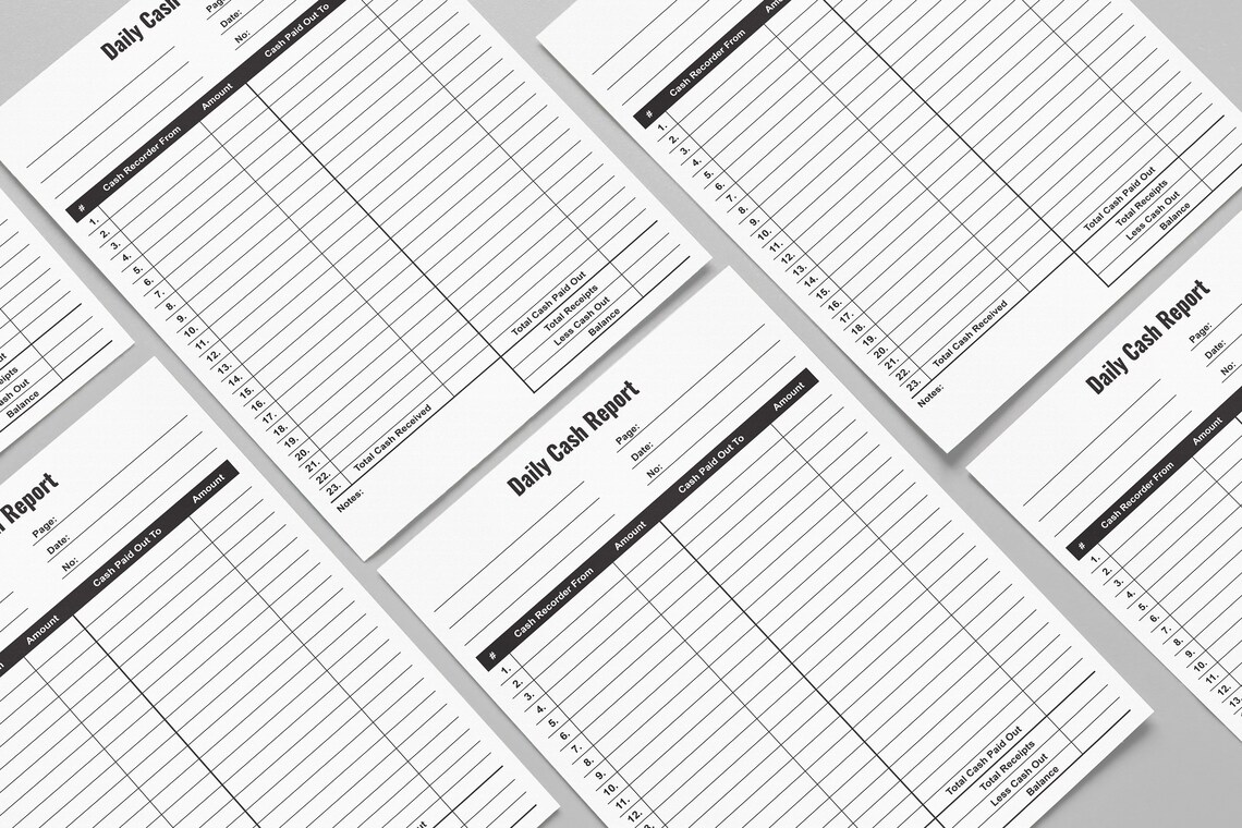 Cash Log SheetDaily Cash ReportCash TrackerCash BookDaily | Etsy