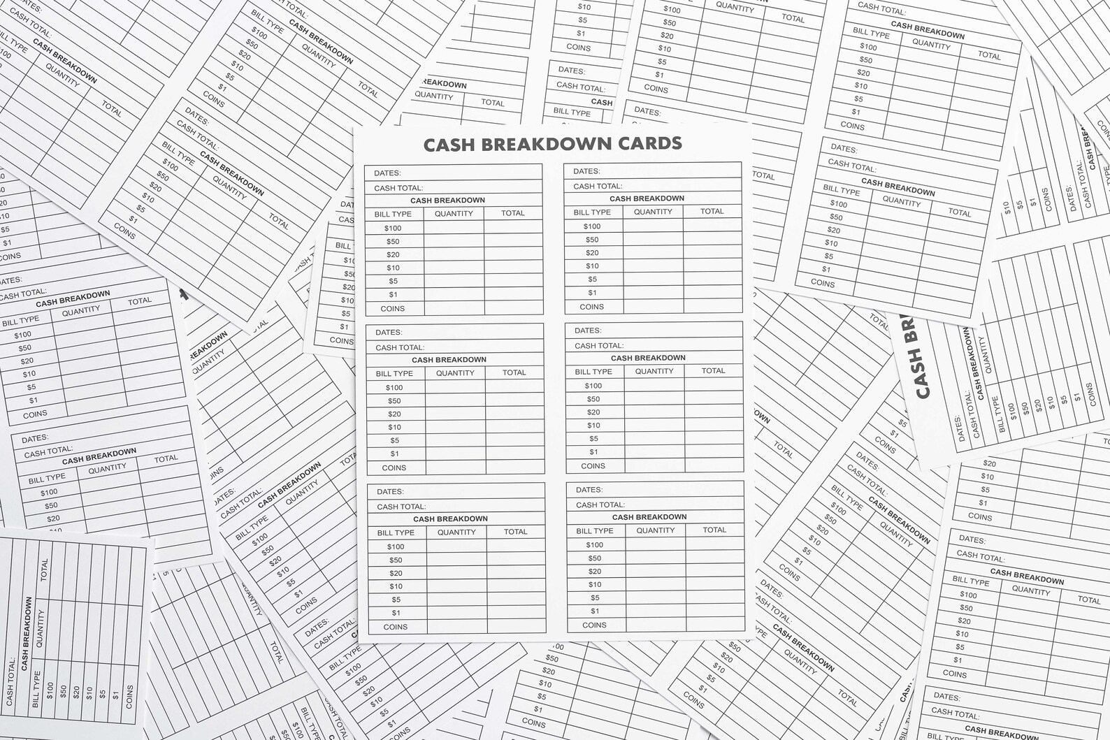 Cash Breakdown Card,cash Breakdown Sheet,cash Breakdown Sheet Printable ...