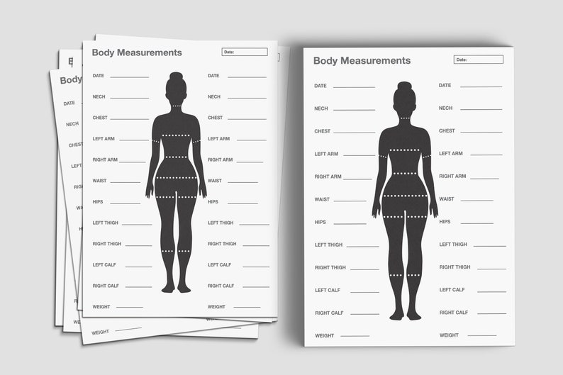 Body Measurement Chart,body Measurement Tracker,body Measurement ...