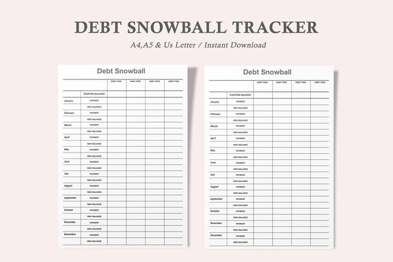 Debt Snowball Trackerdebt Snowball Templatedebt Snowball - Etsy