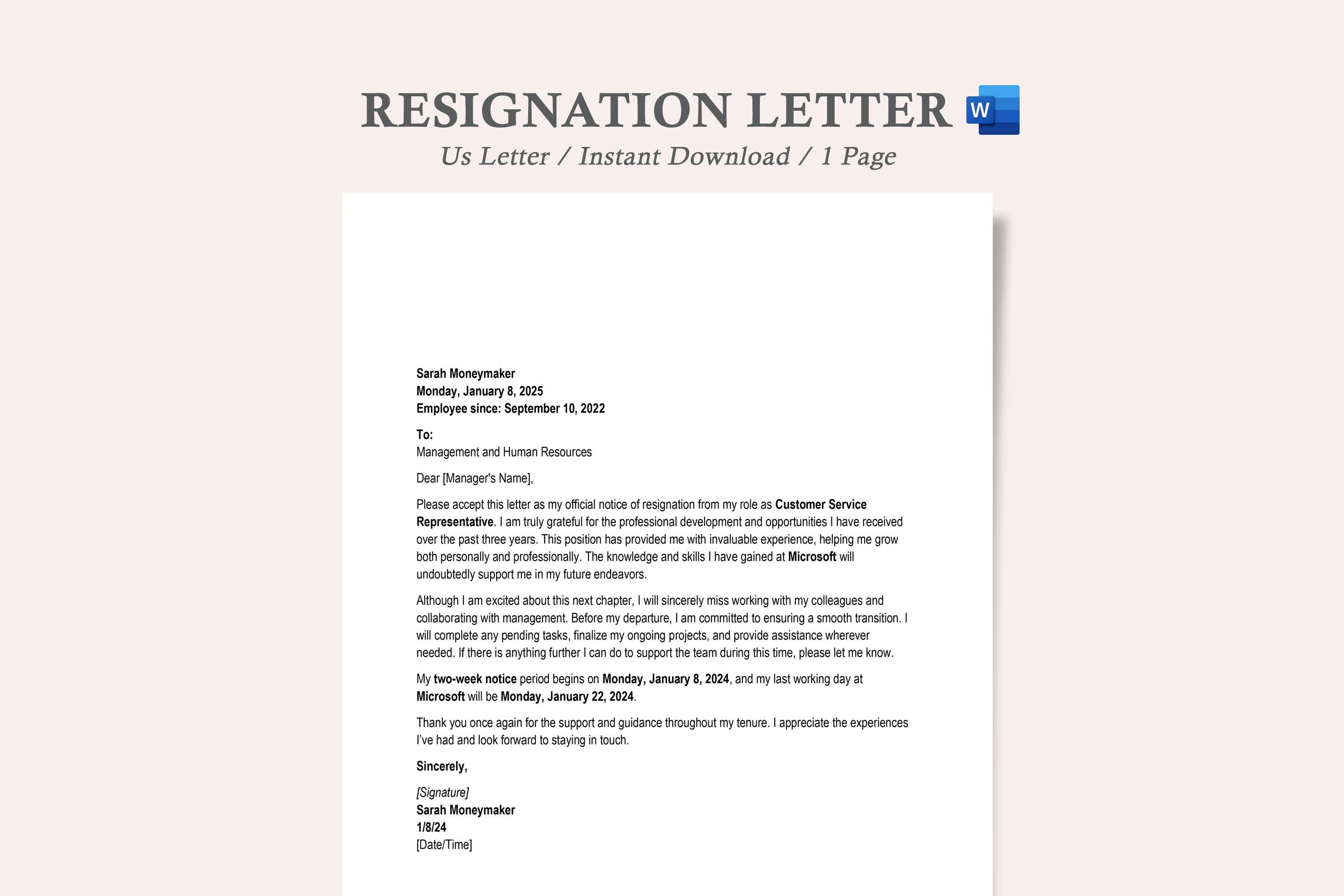 Resignation Letter Template,resignation Letter,letter of Resignation ...