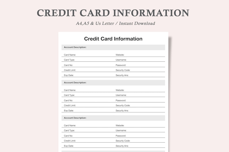 Credit Card Information,credit Card Information Form,visa Card ...