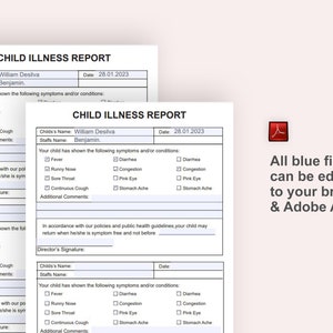 Child Illness Report,illness Report,illness Tracker,illness Report for ...