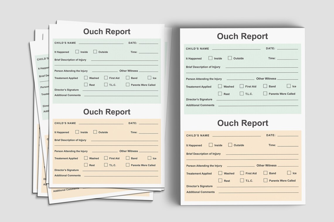 Ouch Reportdaycare Providerstarting a Daycareprintable - Etsy