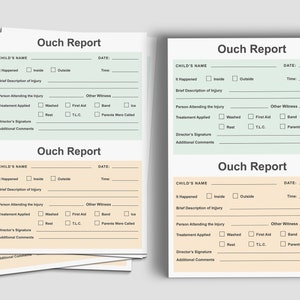 Ouch Reportdaycare Providerstarting a Daycareprintable - Etsy