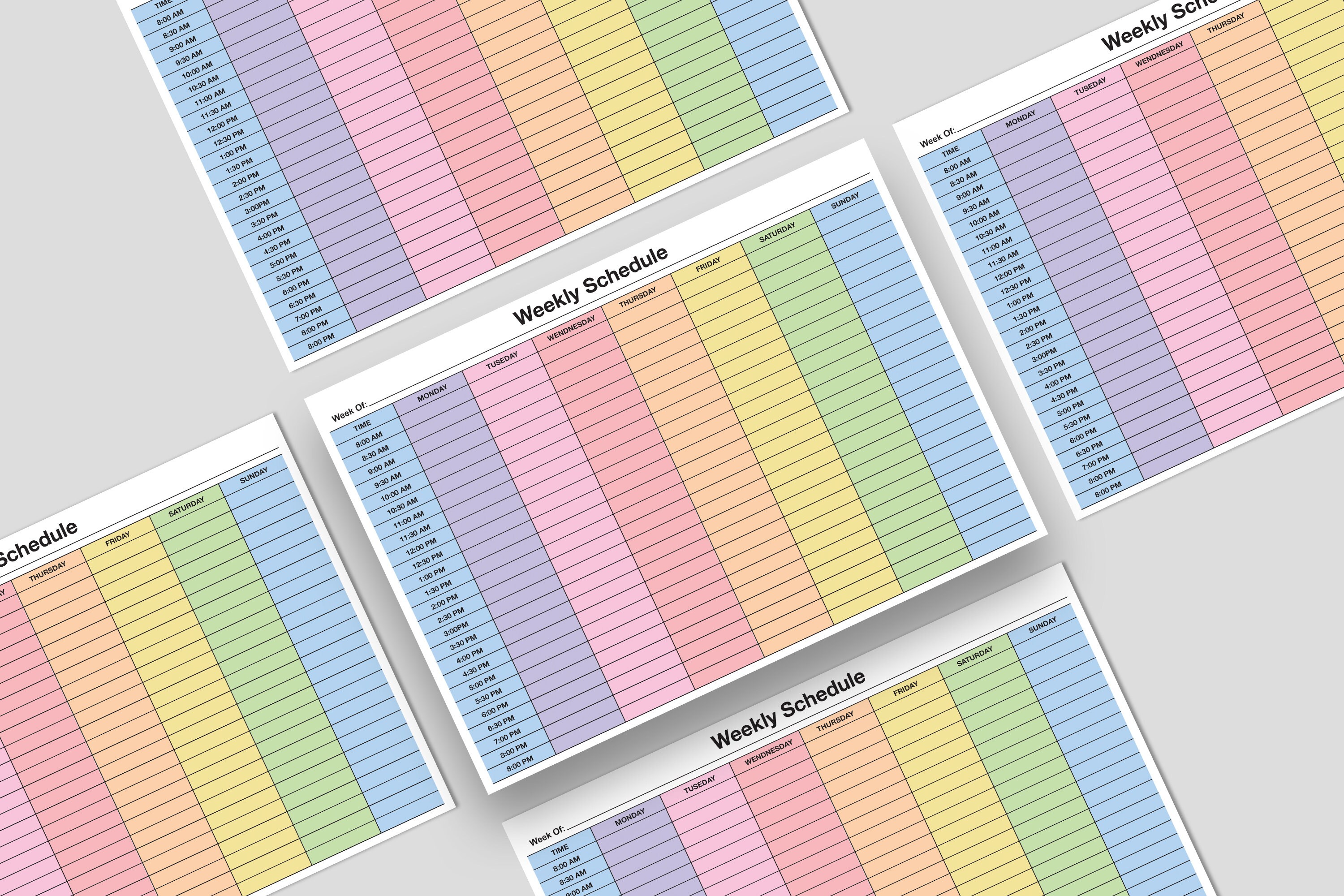Weekly Timetable Planner,hourly Weekly Schedule Template,weekly Hourly ...