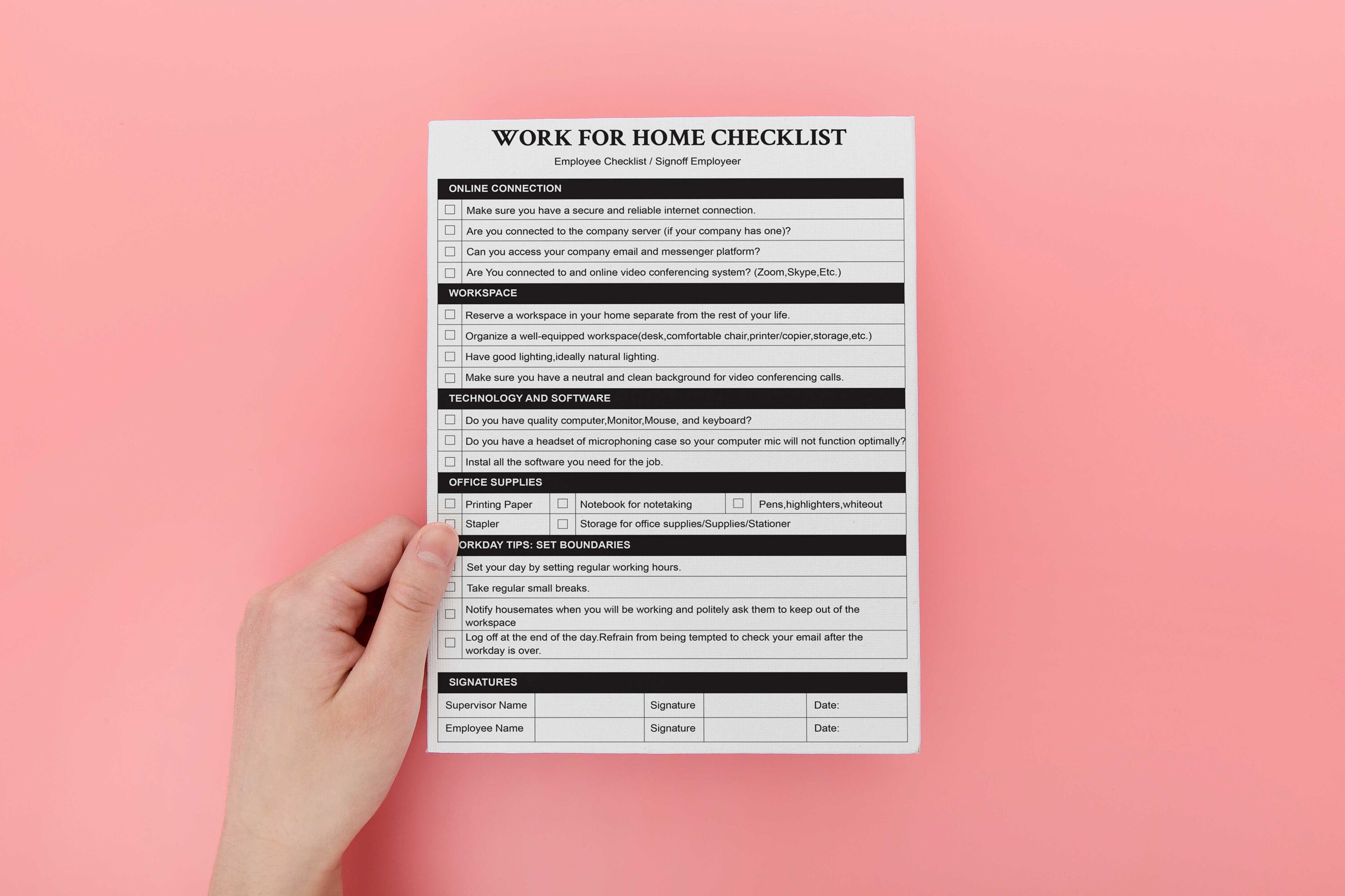 Work From Home Checklist,working From Home Safety Checklist,remote ...