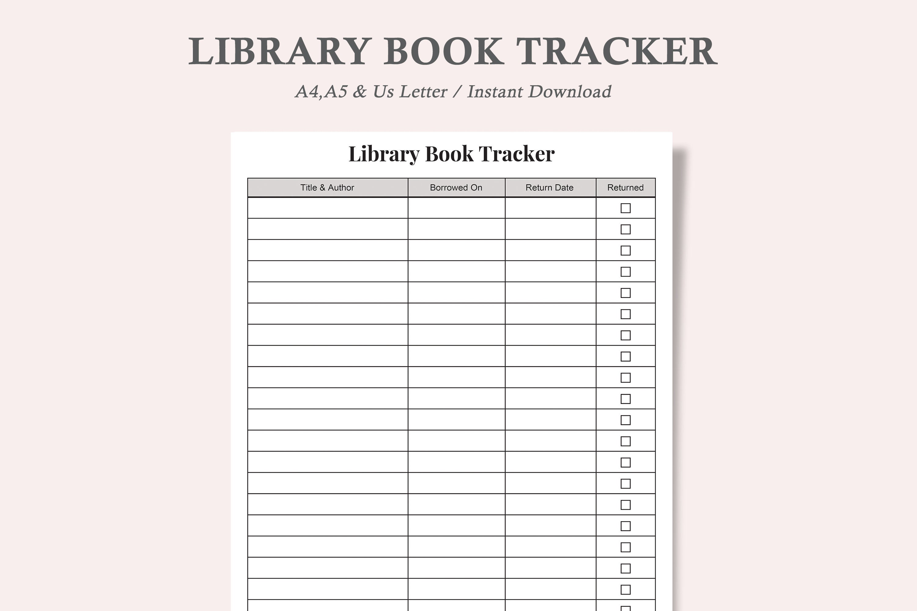Library Book Trackerlibrary Trackerbook Plannerreading - Etsy Australia