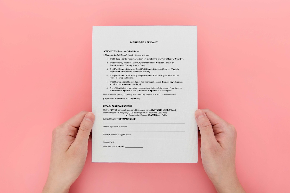 Affidavit of Marriage Template,marriage Affidavit Letter,affidavit for ...