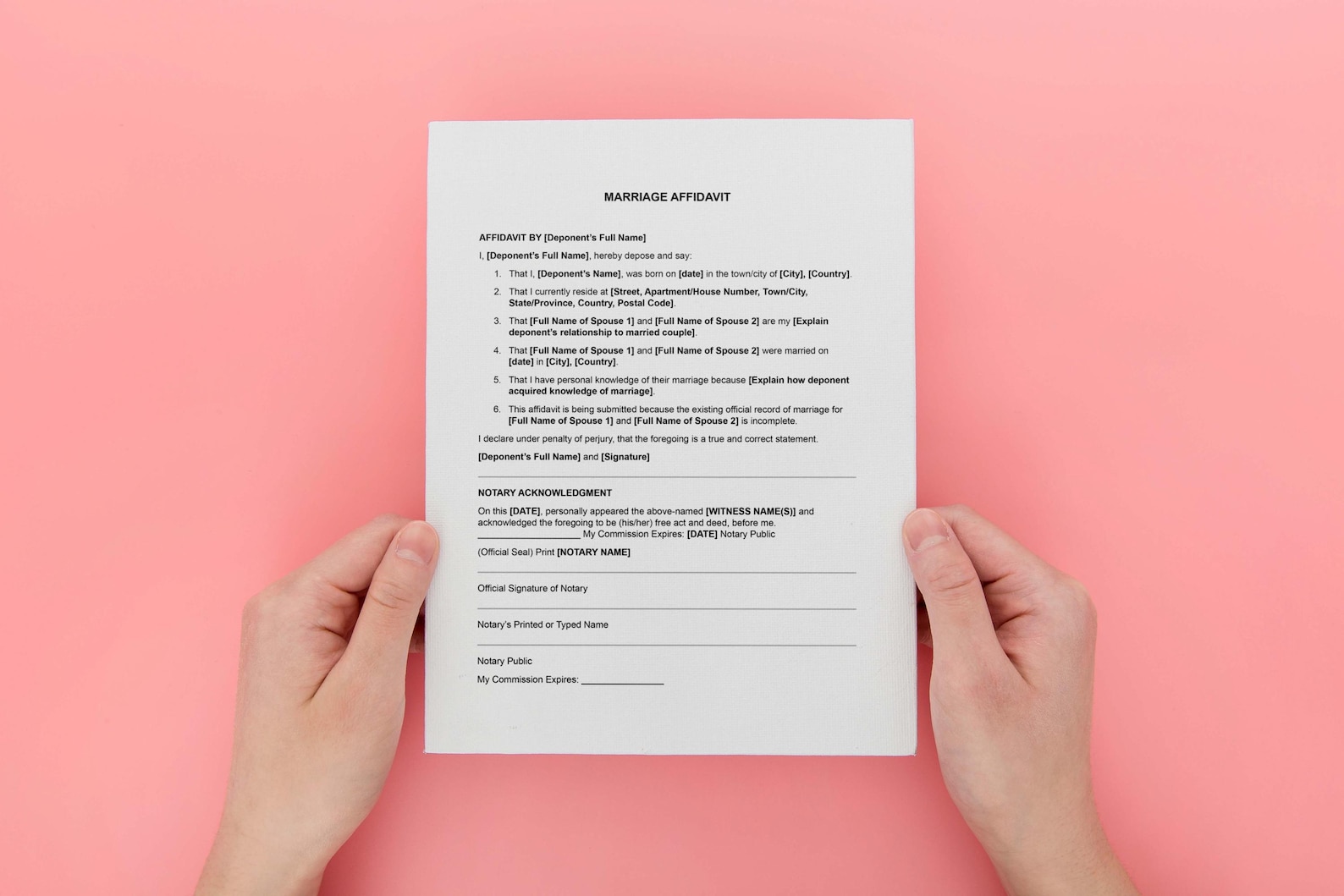 Affidavit of Marriage Template,marriage Affidavit Letter,affidavit for ...