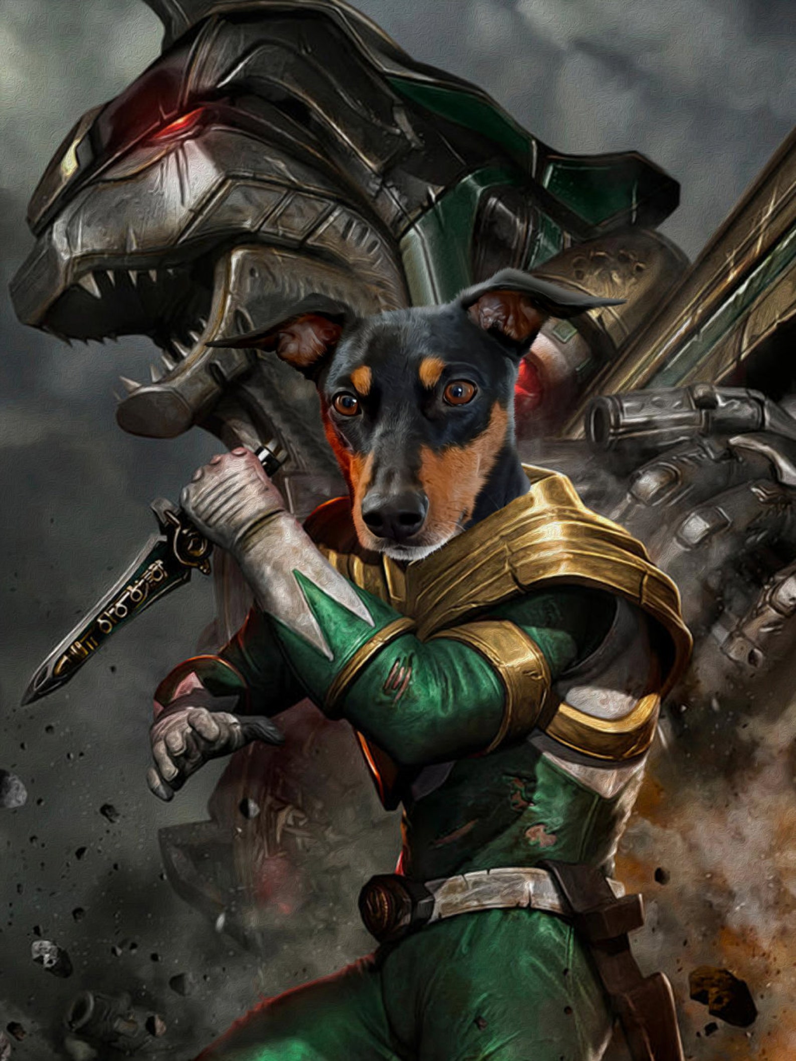 Digital Custom Power Rangers Dog Portrait | Etsy