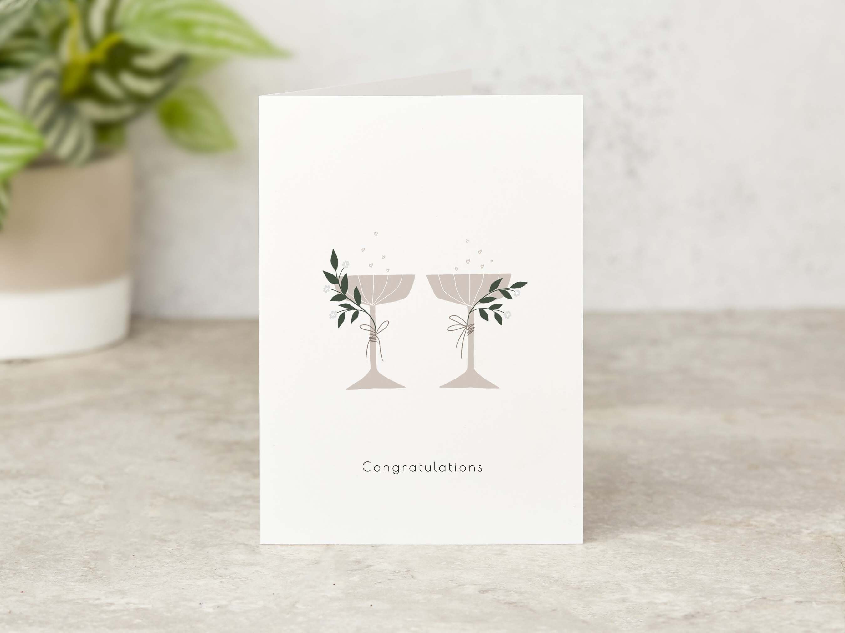 CONGRATULATIONS Aesthetic Wedding Greeting Card With Illustrated ...