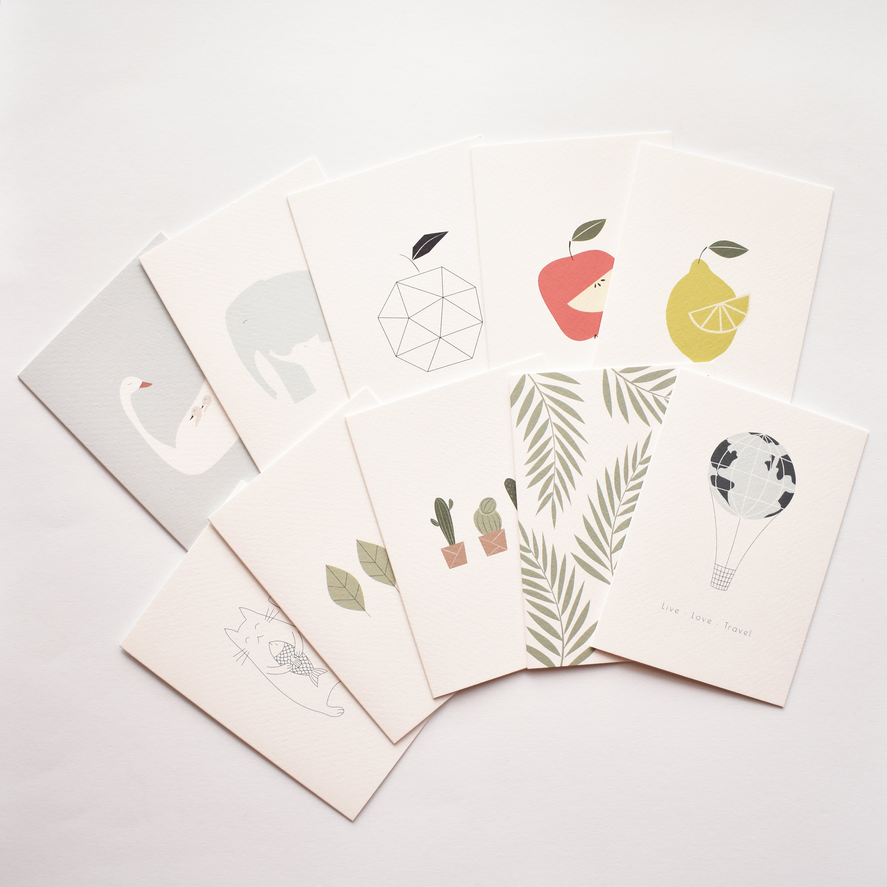 Everyday Set of 10 Greeting Cards and Seal-stickers Elemente - Etsy