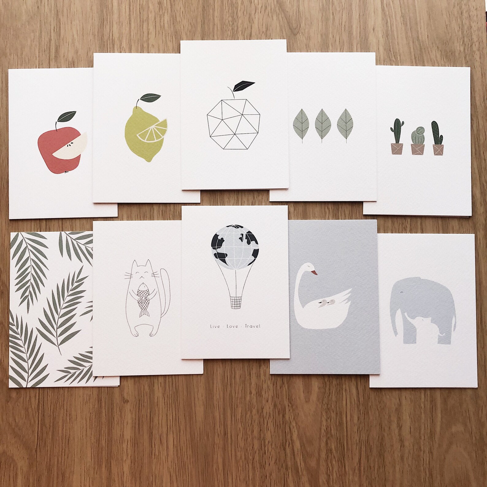 Everyday Set of 10 Greeting Cards and Seal-stickers Elemente - Etsy