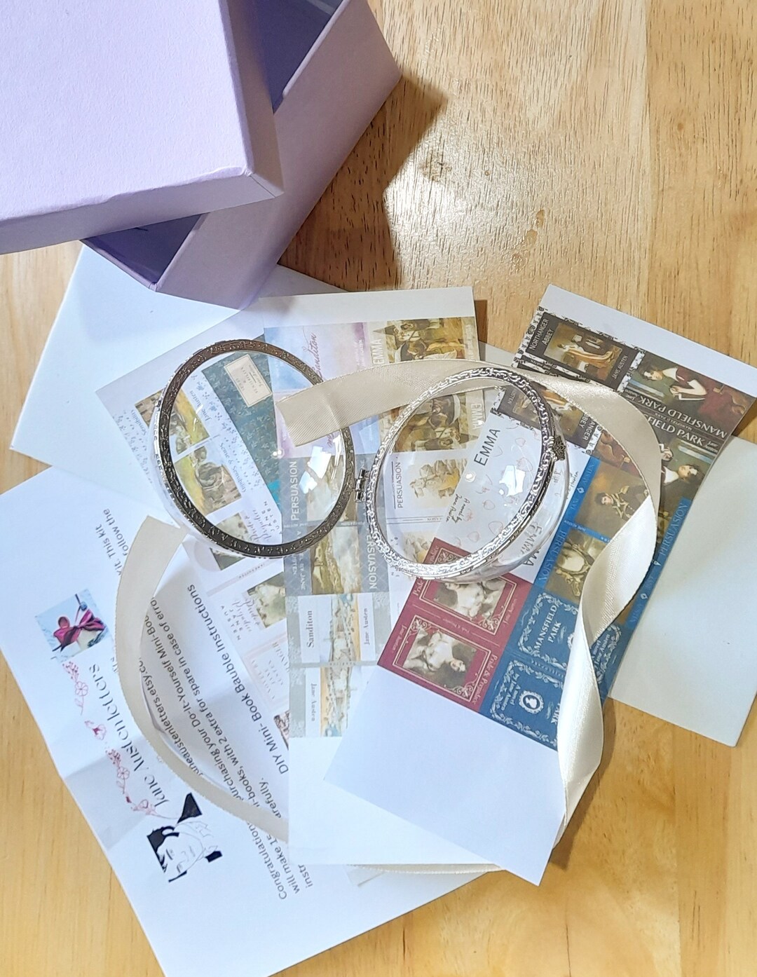 Jane Austen Minibook Ornament DIY Kit. Jane Austen Glass Decoration ...