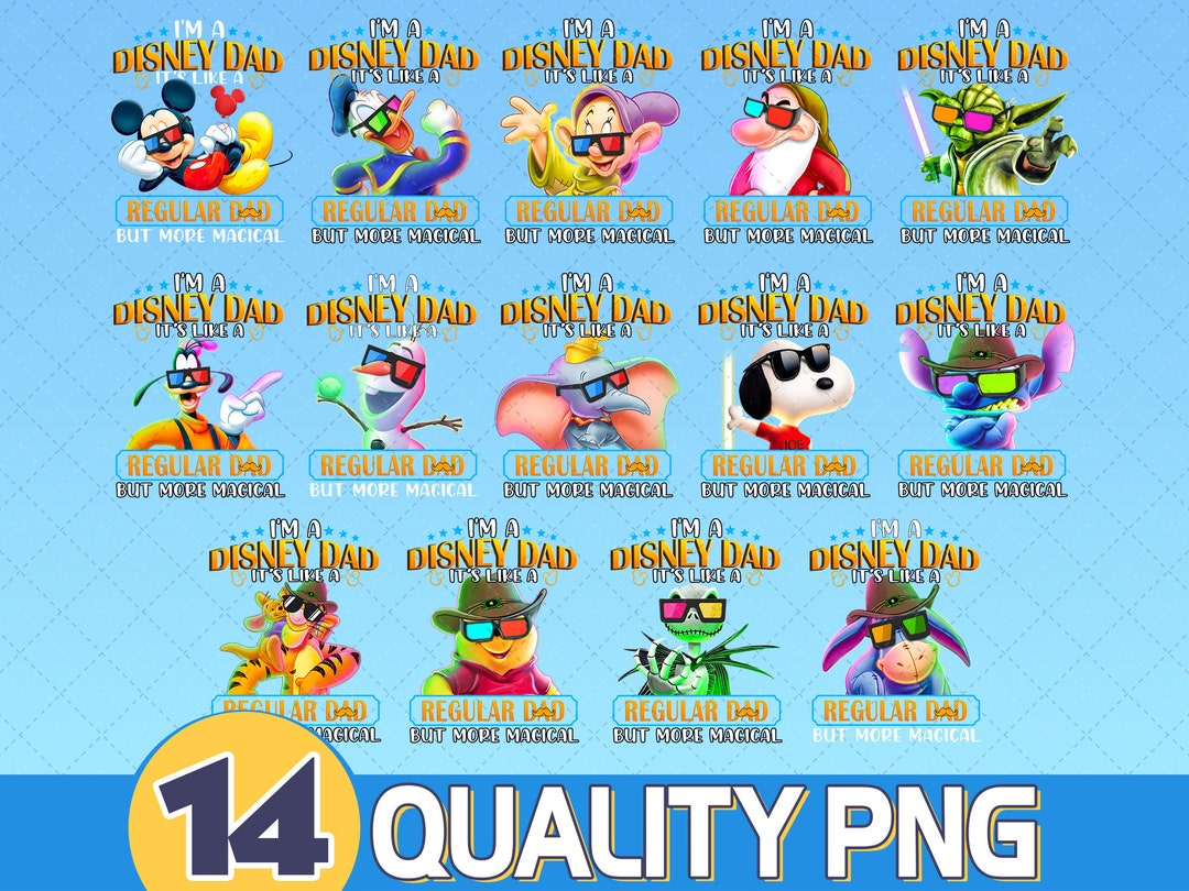 14 Magical Dad PNG Bundle, Mickey and Friends PNG, Disneyland Fathers ...
