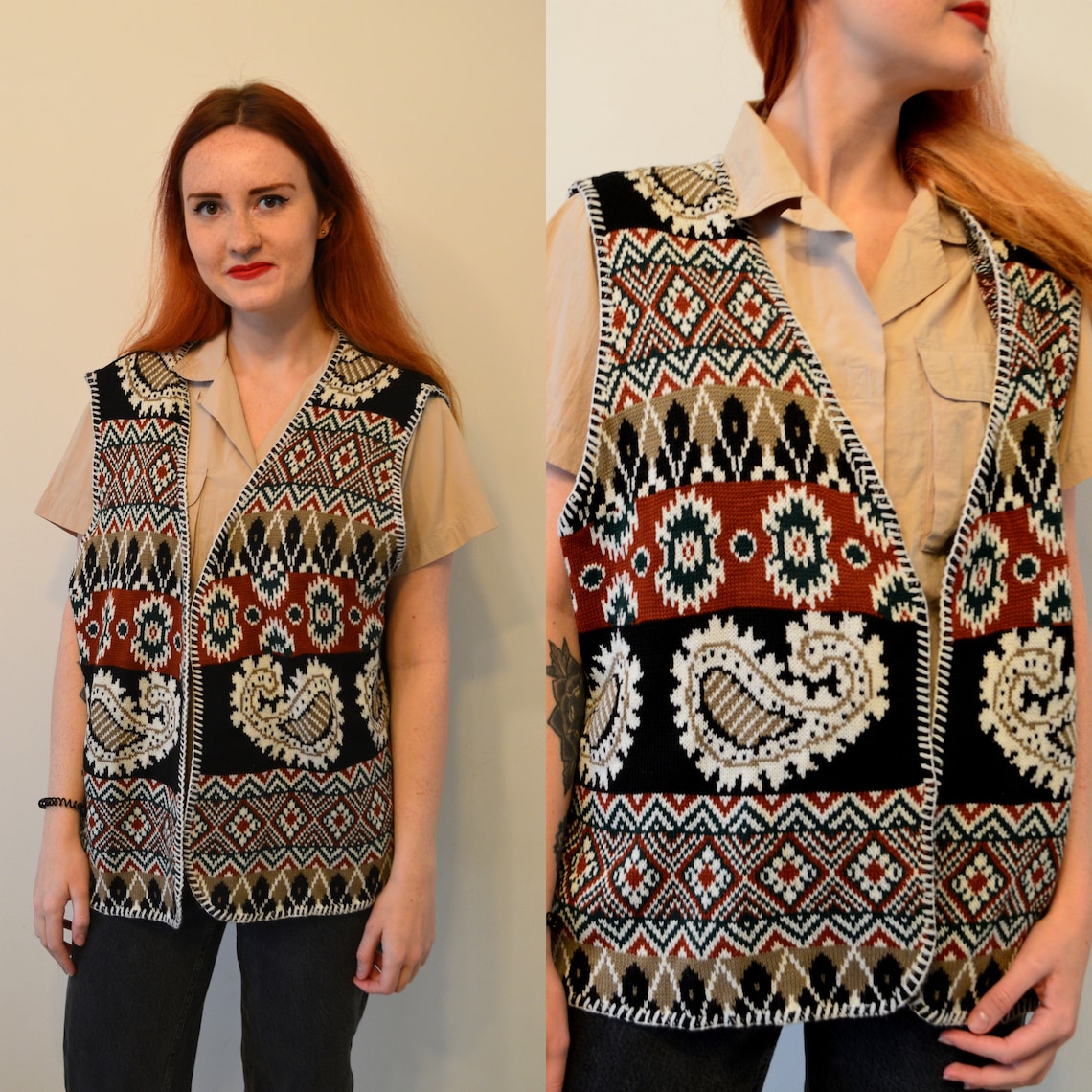 Vintage VEST Sweater 1970s 70s | Etsy
