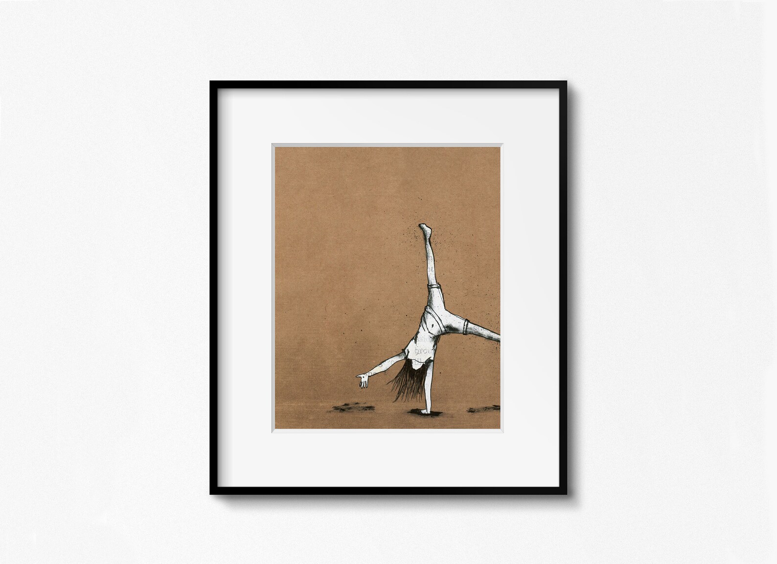 Girl Doing Cartwheel Hand Drawn Art Print - Etsy