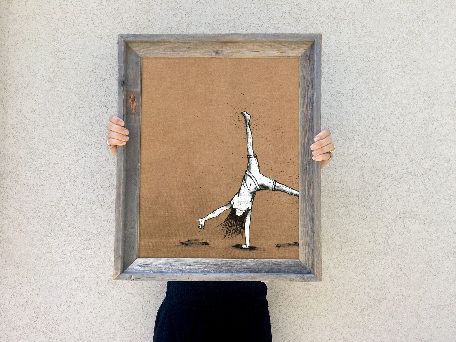 Girl Doing Cartwheel Hand Drawn Art Print - Etsy