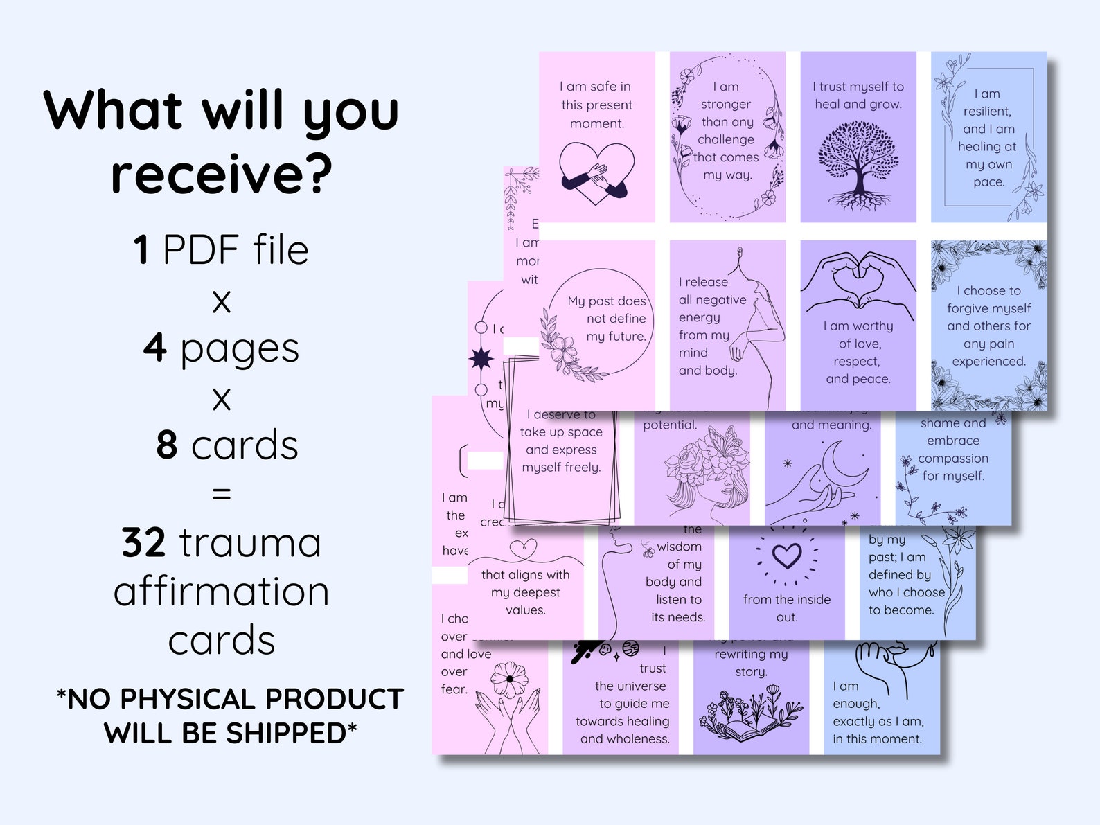 Empowering Affirmation Cards for Trauma Healing Journey | Printable A4 ...