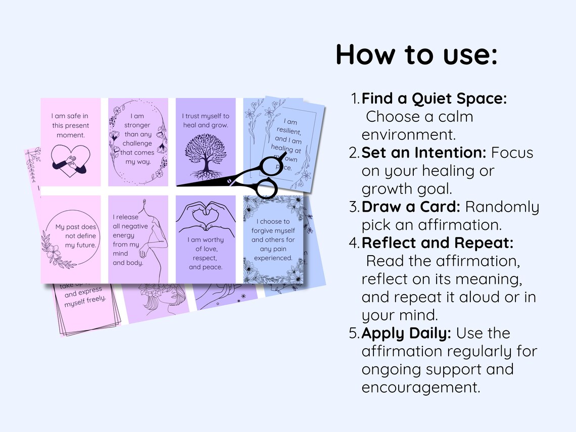 Empowering Affirmation Cards for Trauma Healing Journey | Printable A4 ...