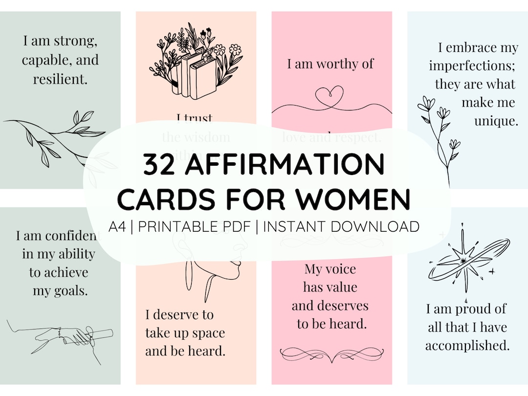 Empowering Affirmation Cards for Women | Printable A4 PDF Instant ...