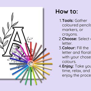 Floral Alphabet Letters Adult Colouring Pages | Printable A4 PDF ...
