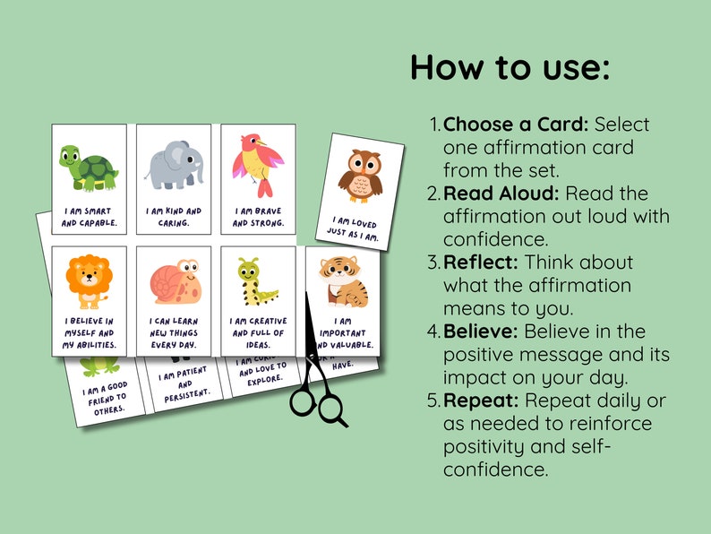 Cute Baby Animal Positive Affirmation Cards for Kids | Printable A4 PDF ...