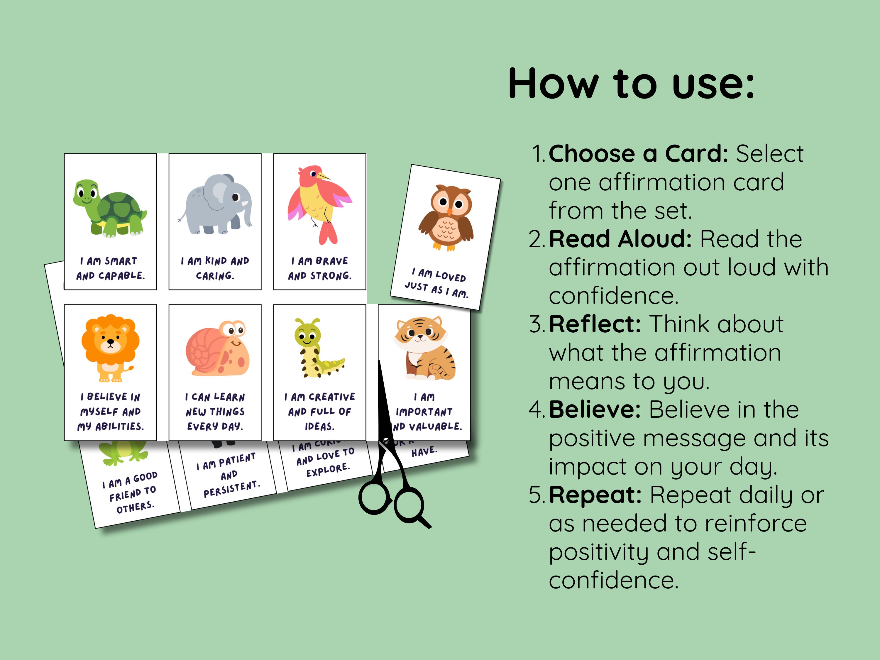 Cute Baby Animal Positive Affirmation Cards for Kids | Printable A4 PDF ...