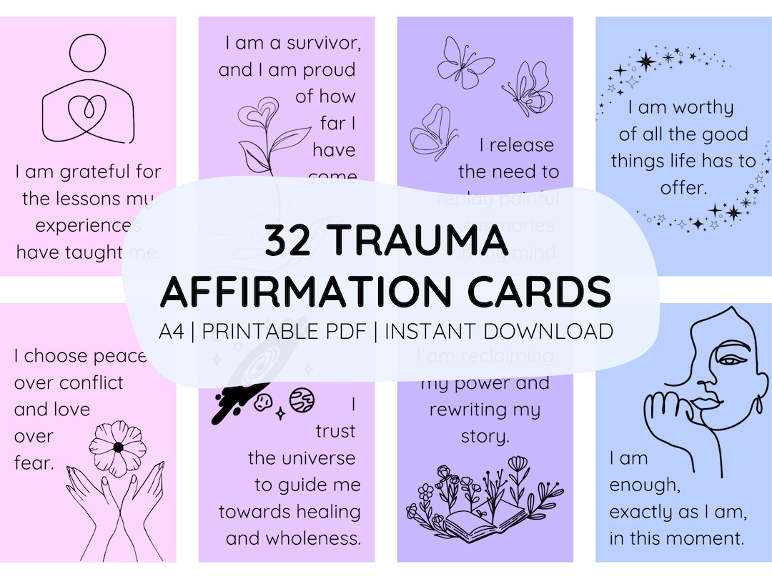 Empowering Affirmation Cards for Trauma Healing Journey | Printable A4 ...