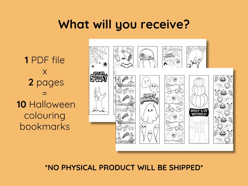 Halloween Colouring Bookmarks | Printable A4 PDF Instant Download ...
