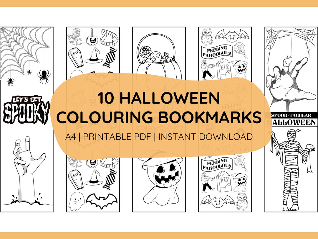 Halloween Colouring Bookmarks | Printable A4 PDF Instant Download ...