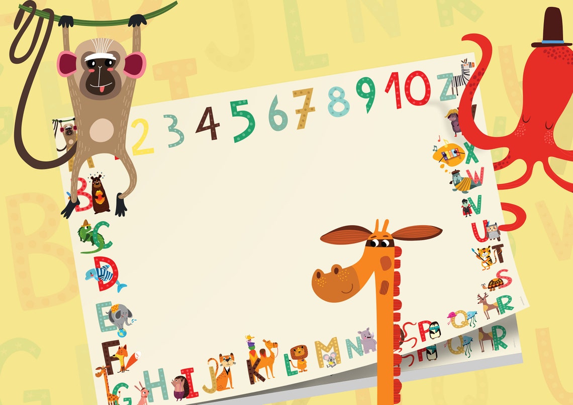 Children's desk pad ABC large notepad A3 writing pad with | Etsy