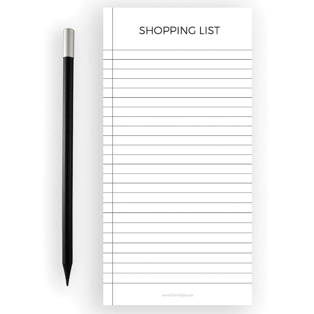 Friendly Fox Magnetic Shopping List, Shopping To-do List Pad DIN Long ...