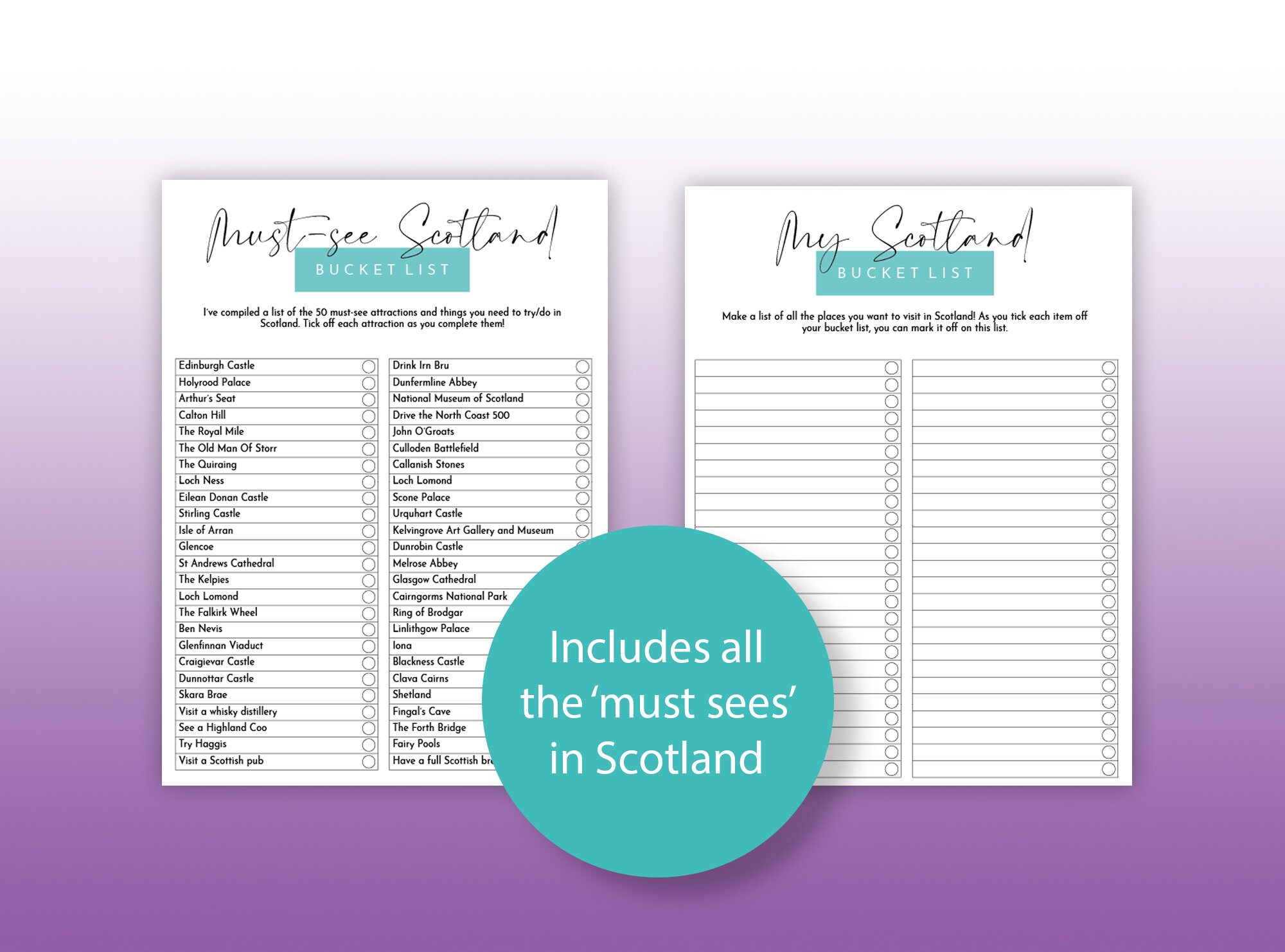 Scotland Bucket List Printable | 8 Pages | Plan Your Scotland Trip ...