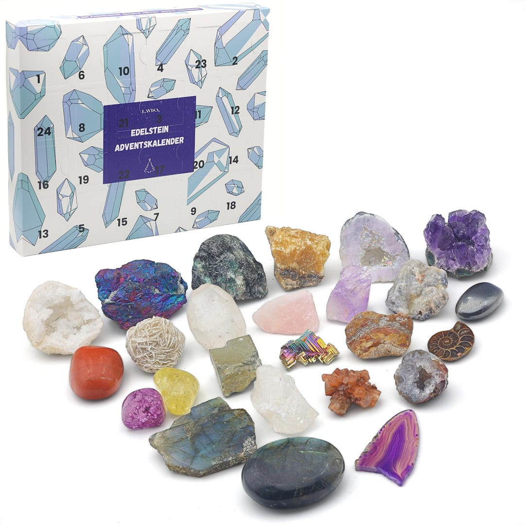 Gemstone Advent Calendar Treasure Hunt Crystals Christmas Calendar Semi ...