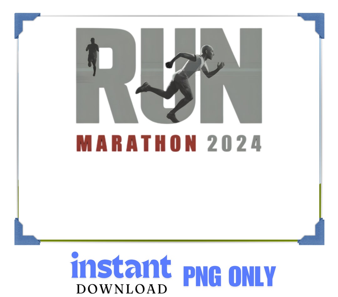 Run Marathon 2024 PNG Bold Athlete Running Graphic Marathon Poster ...