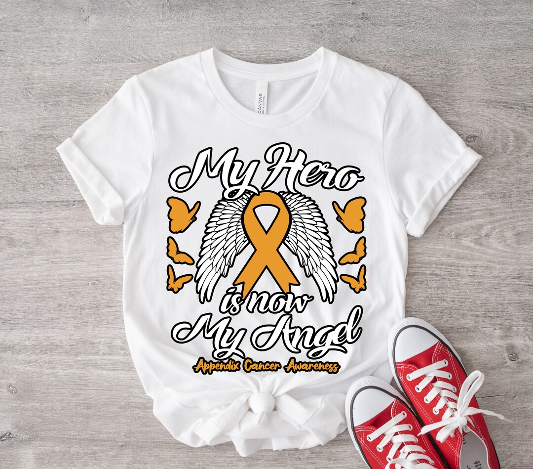 My Hero is Now My Angel Appendix Cancer Awareness PNG Only. Transparent ...