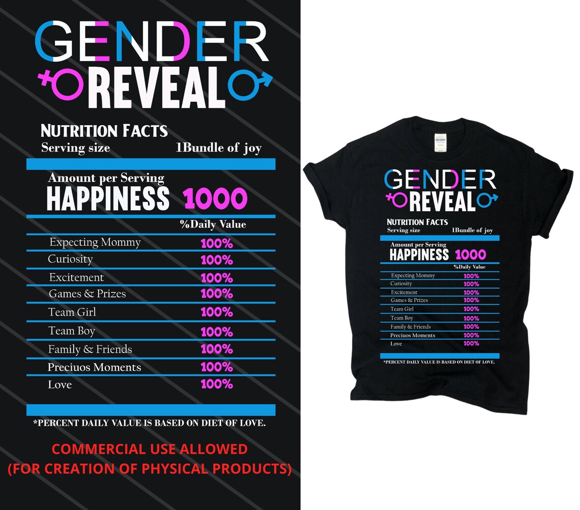 Gender Reveal Nutrition Facts / Pregnancy Reveal Nutrition | Etsy