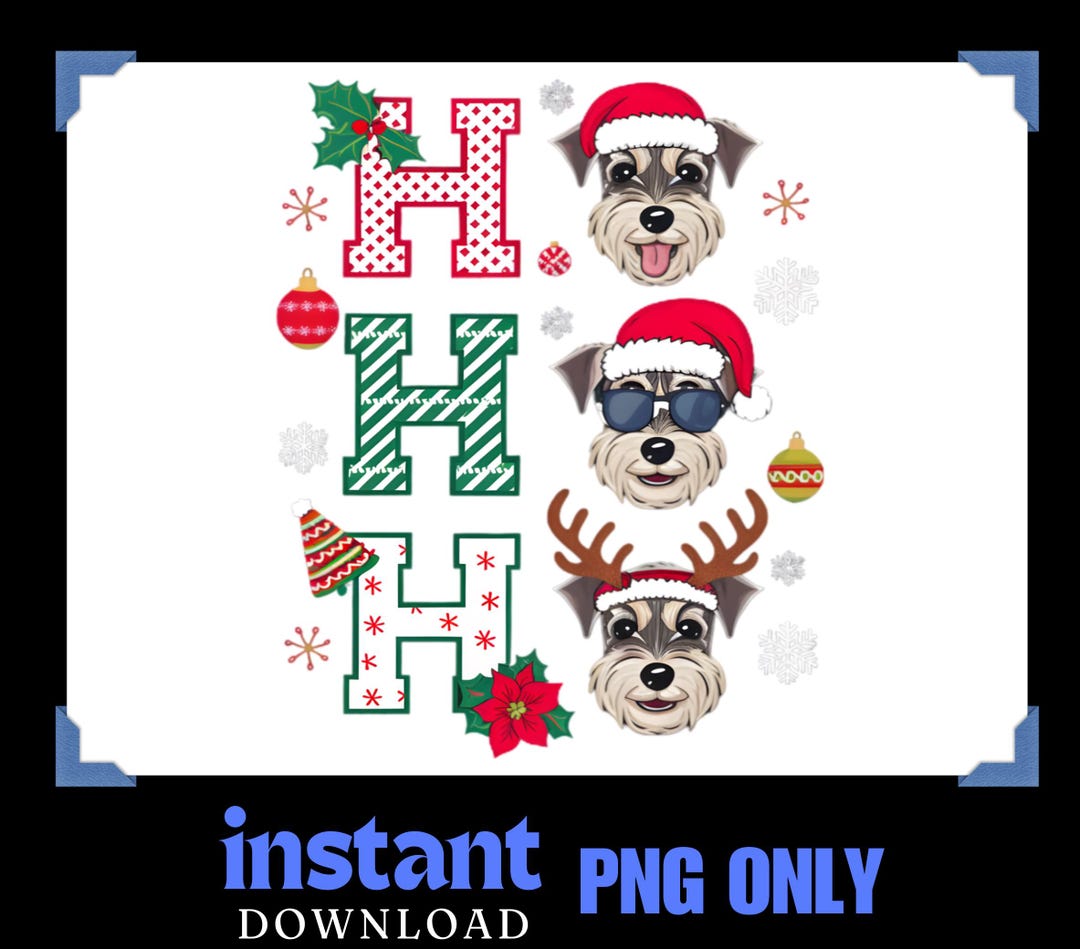 Christmas Miniature Schnauzer Dog Santa Hat & Reindeer Antlers ...
