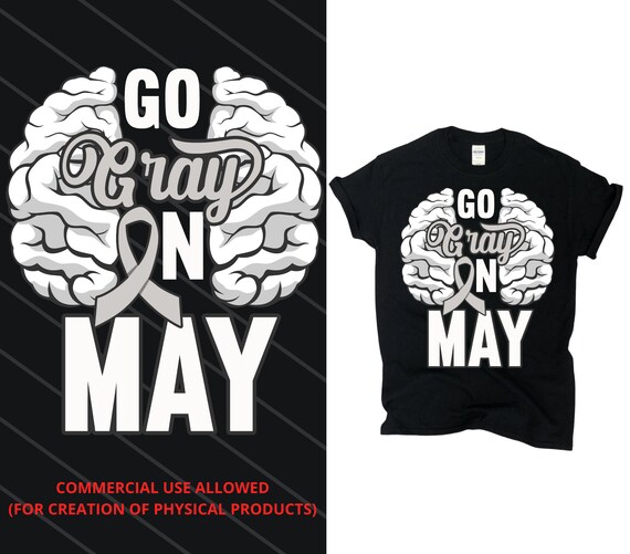 Go Gray in May / Brain Cancer Awareness / Brain Cancer Month | Etsy