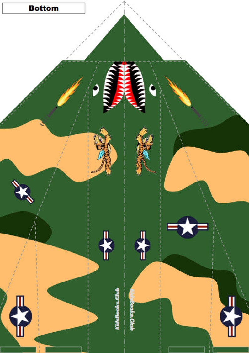USAF Paper Airplane Printable PDF Flying Tigers Curtis P-40B Warhawk ...