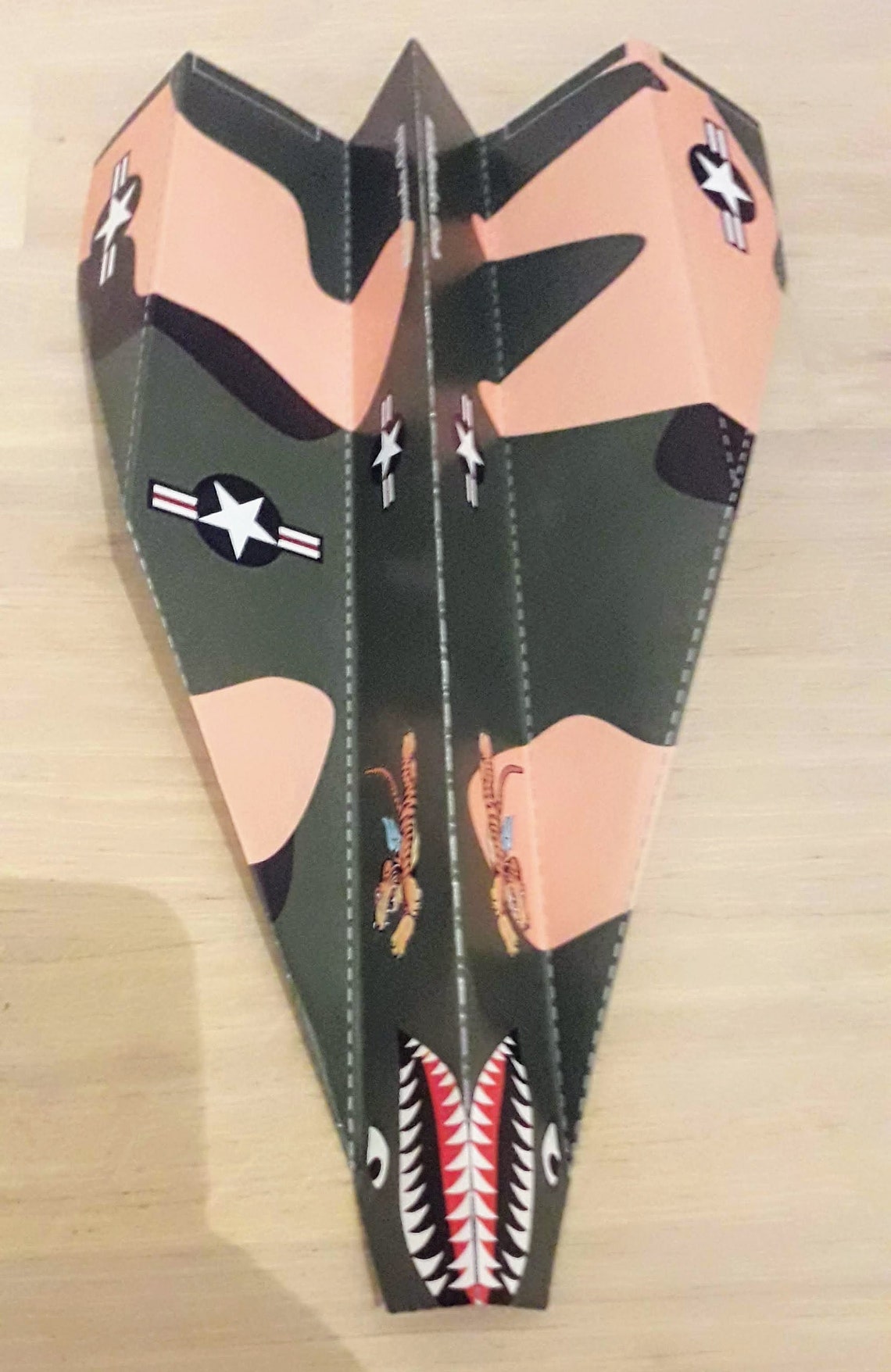 USAF Paper Airplane Printable PDF Flying Tigers Curtis P-40B - Etsy