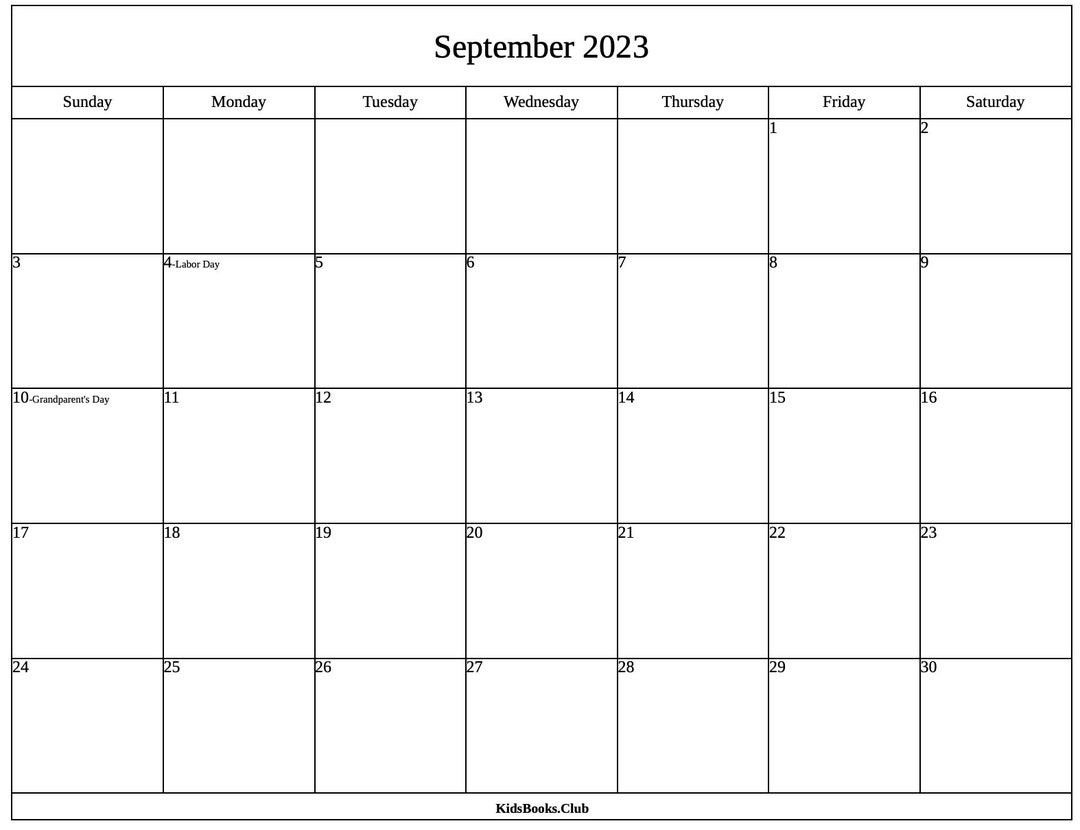 Simple Calendar SEPTEMBER ONLY 2023, Minimalist, Basic, Printable PDF ...