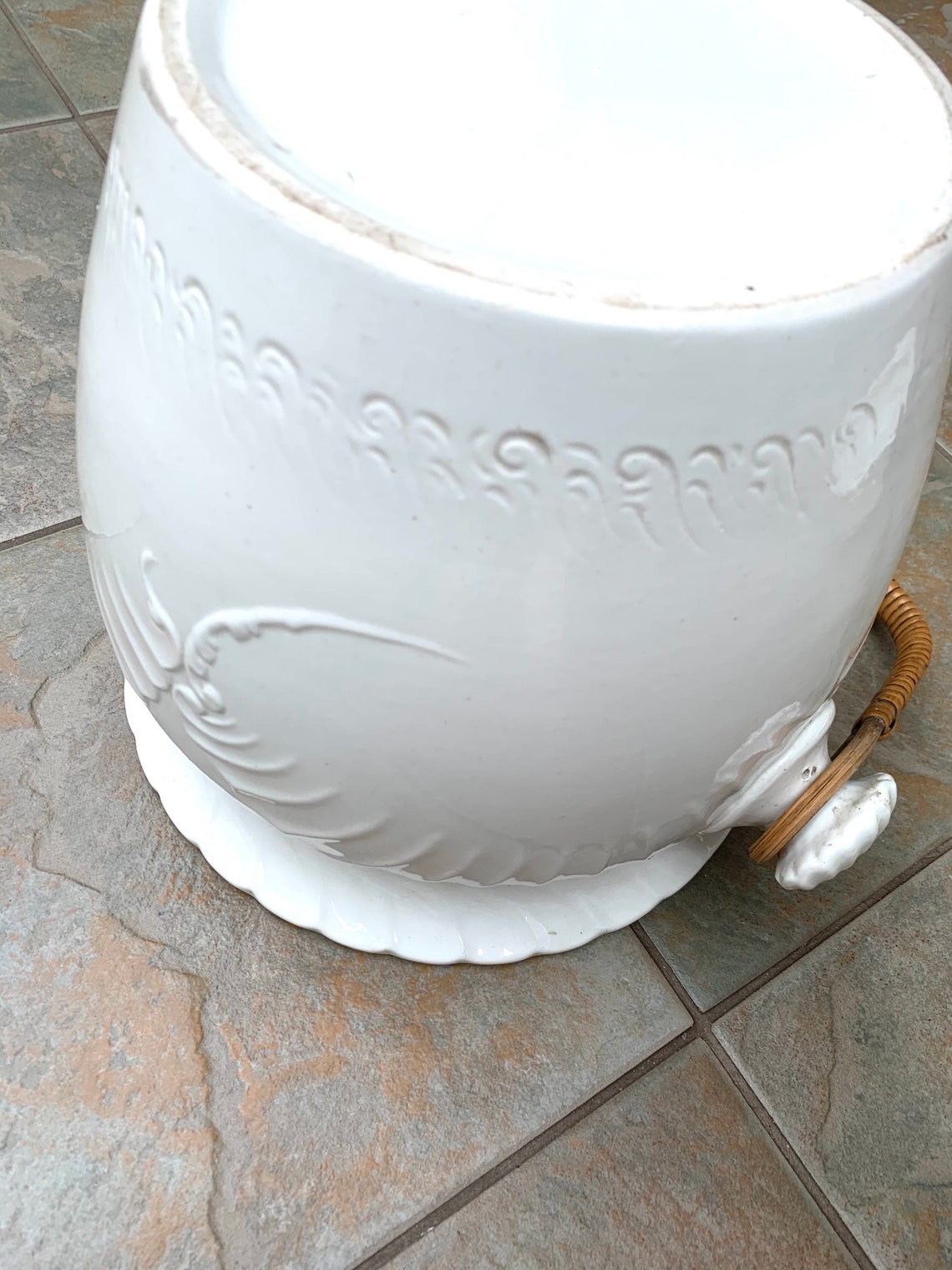 Antique Chamber Pot With Lid & Wicker Handle, Victorian Pottery - Etsy