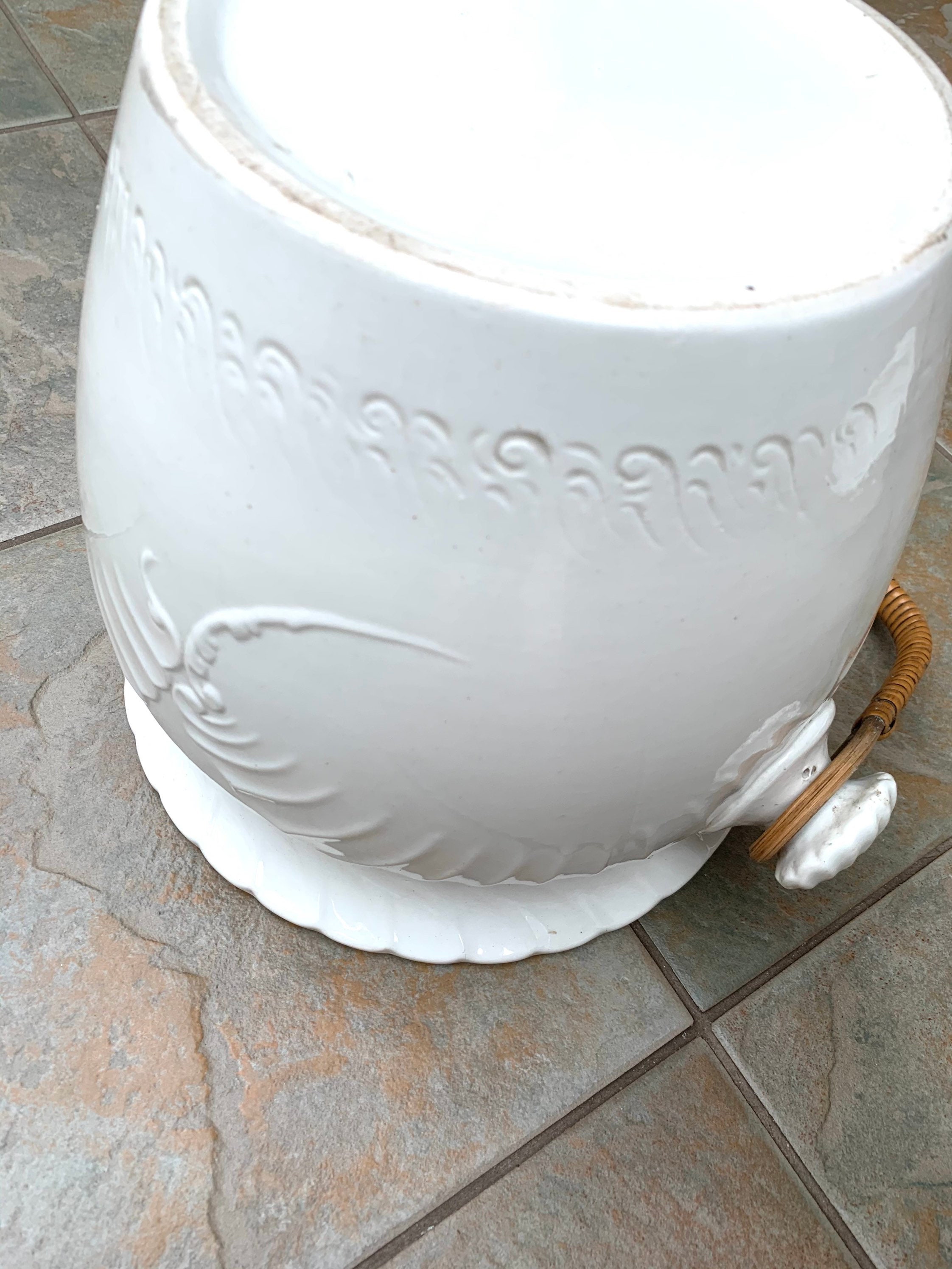 Antique Chamber Pot with Lid And Wicker Handle | Etsy