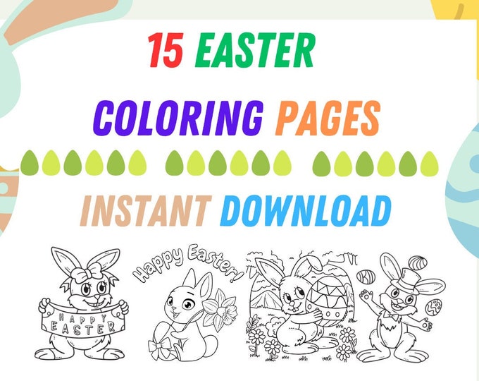 15 Easter Coloring Pages, Printable Easter Coloring Pages, Gift for ...